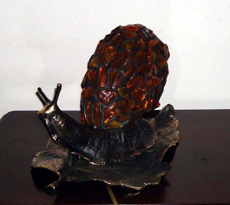 Tiffany Amber Snail Lamp, Baltic Amber, Desk Lamp - Etsy