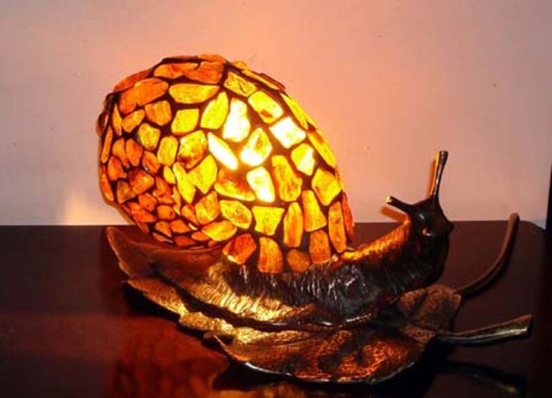 Tiffany Amber Snail Lamp, Baltic Amber, Desk Lamp - Etsy