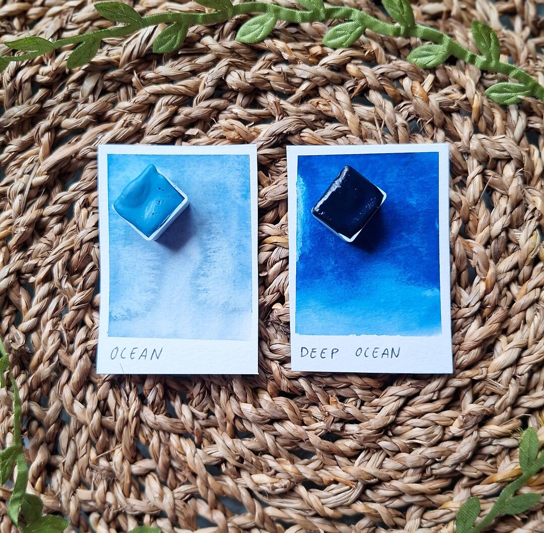 Set Ocean Tones Handmade Watercolor Paint by P. - Etsy