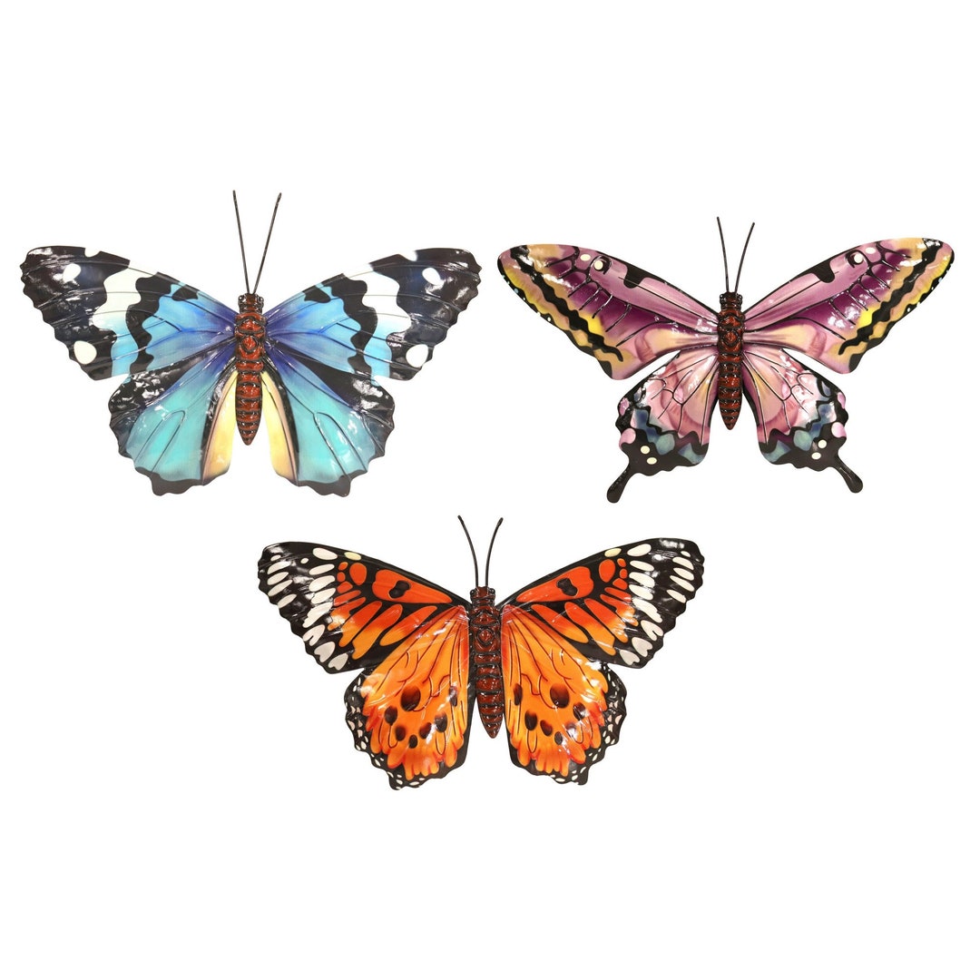 Large Metal Butterfly Wall Art Set of 3 - Etsy