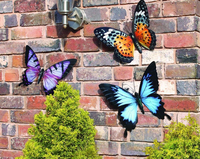 Large Metal Butterfly Wall Art Set of 3 | Etsy