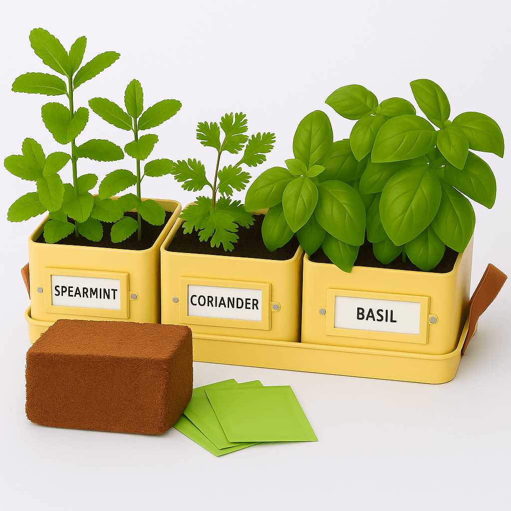 Kitchen Herb or Chilli Pots With Tray and Seeds – Indoor Planter With ...