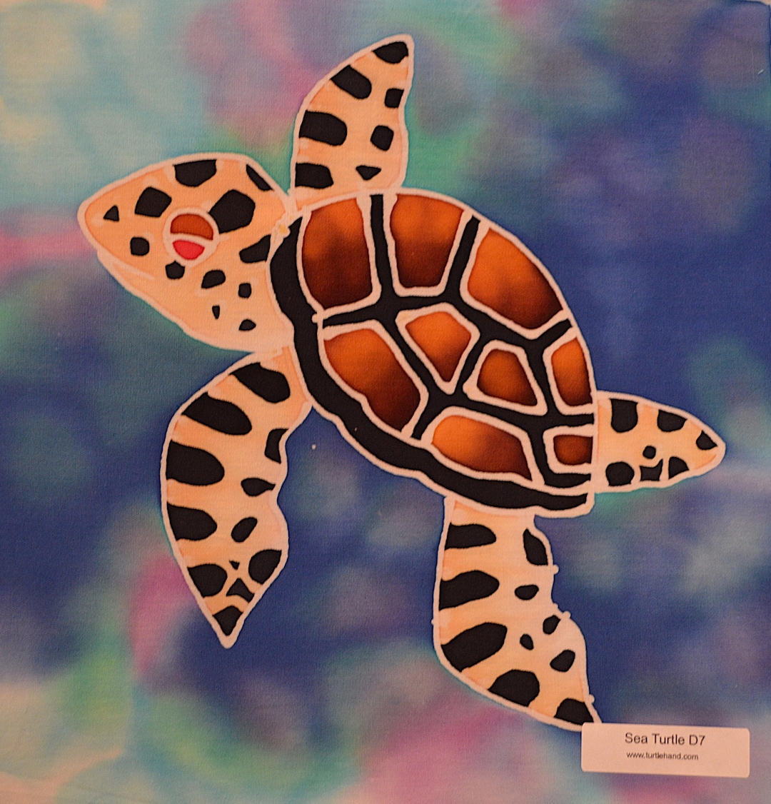 Brown Sea Turtle Batik Art Panels, 8" X 8" - Hand Painted, One of a ...