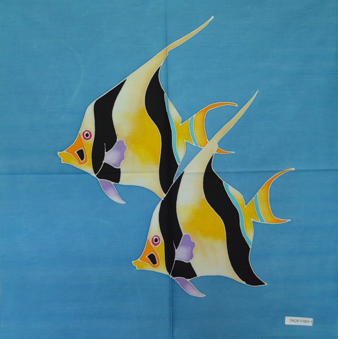 Tropical Fish Batik Square Art Panels - One of a Kind - Etsy