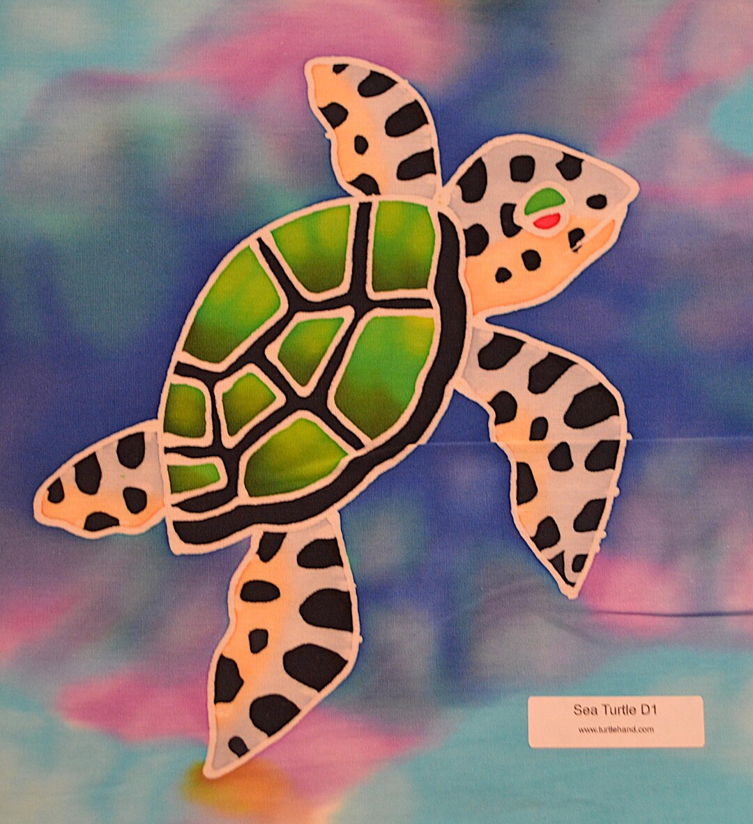 Sea Turtle Batik Mini Art Panels - Green Shells, Hand Painted, One of a ...