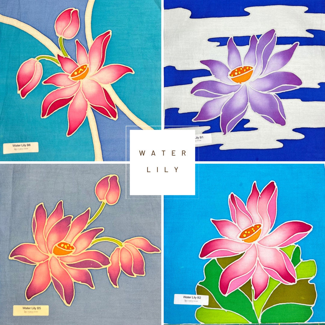 Water Lily Batik Mini Art Panels Hand Painted, One of a Kind - Etsy
