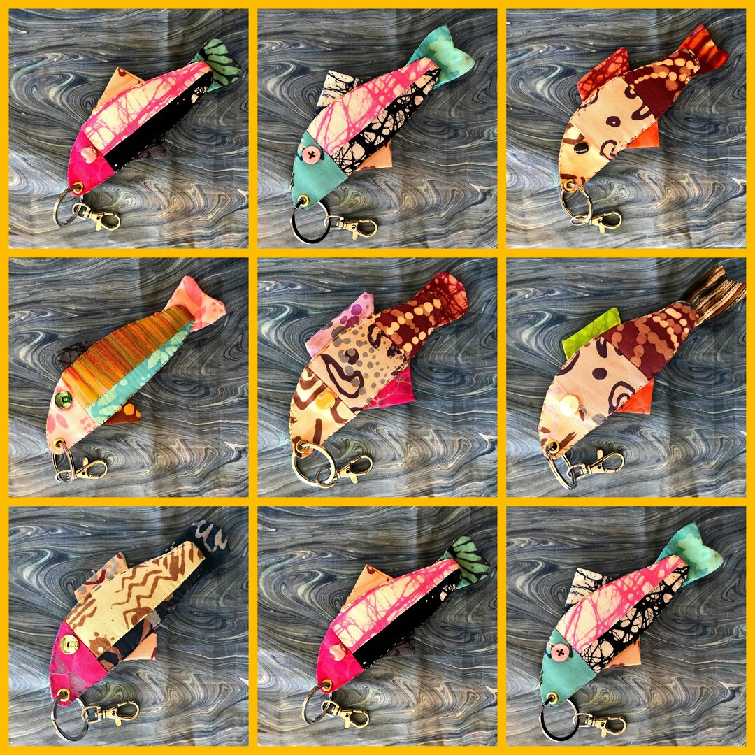 Patchwork Fish Keychains School 3 - Etsy