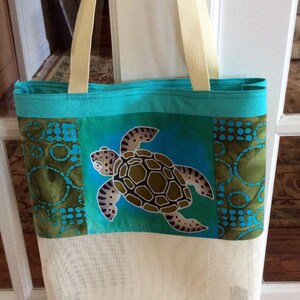 Sea Turtle Batik Mini Art Panels - Blue Shells, Hand Painted, One of a ...
