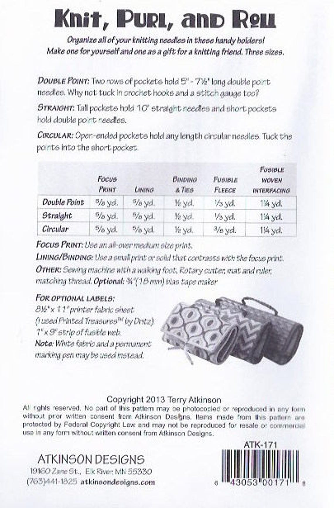 Knit Purl & Roll Pattern by Atkinson Design - Etsy