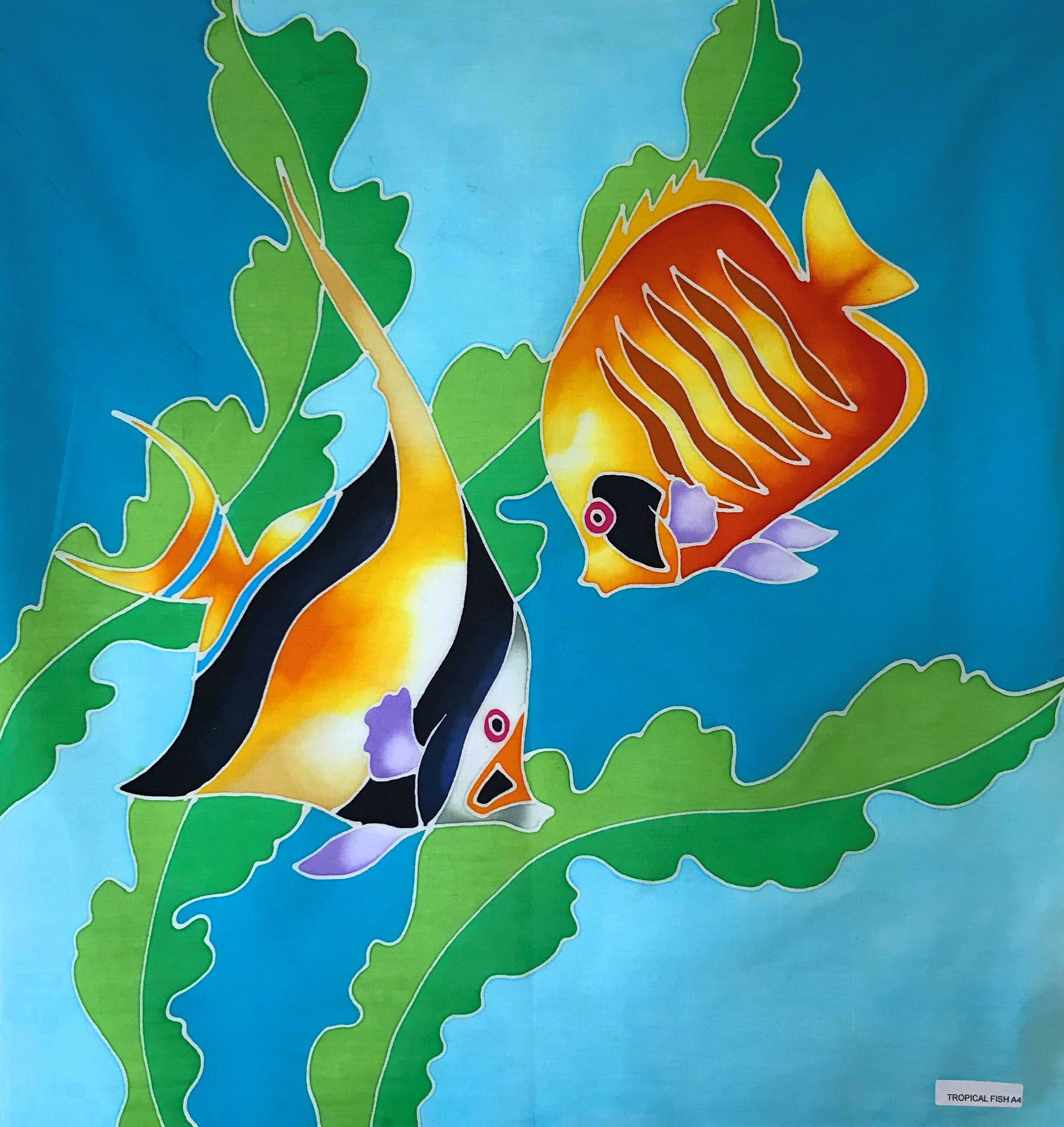 Batik Art Panel Square Tropical Fish Design | Etsy