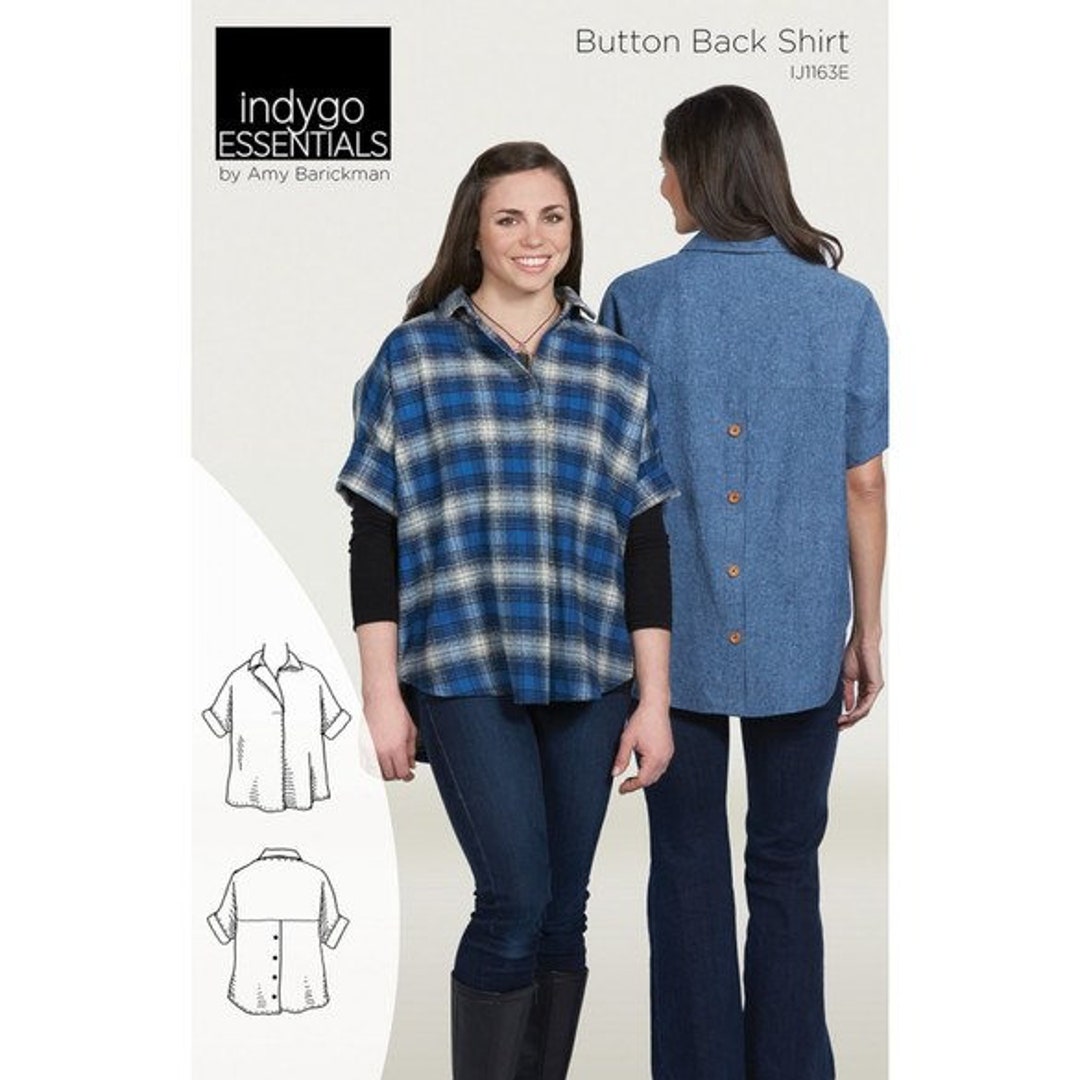 Button Back Shirt Pattern by Indygo Junction - Amy Barickman - Etsy