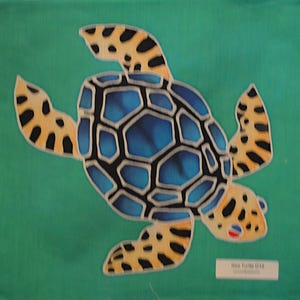Sea Turtle Batik Mini Art Panels - Blue Shells, Hand Painted, One of a ...