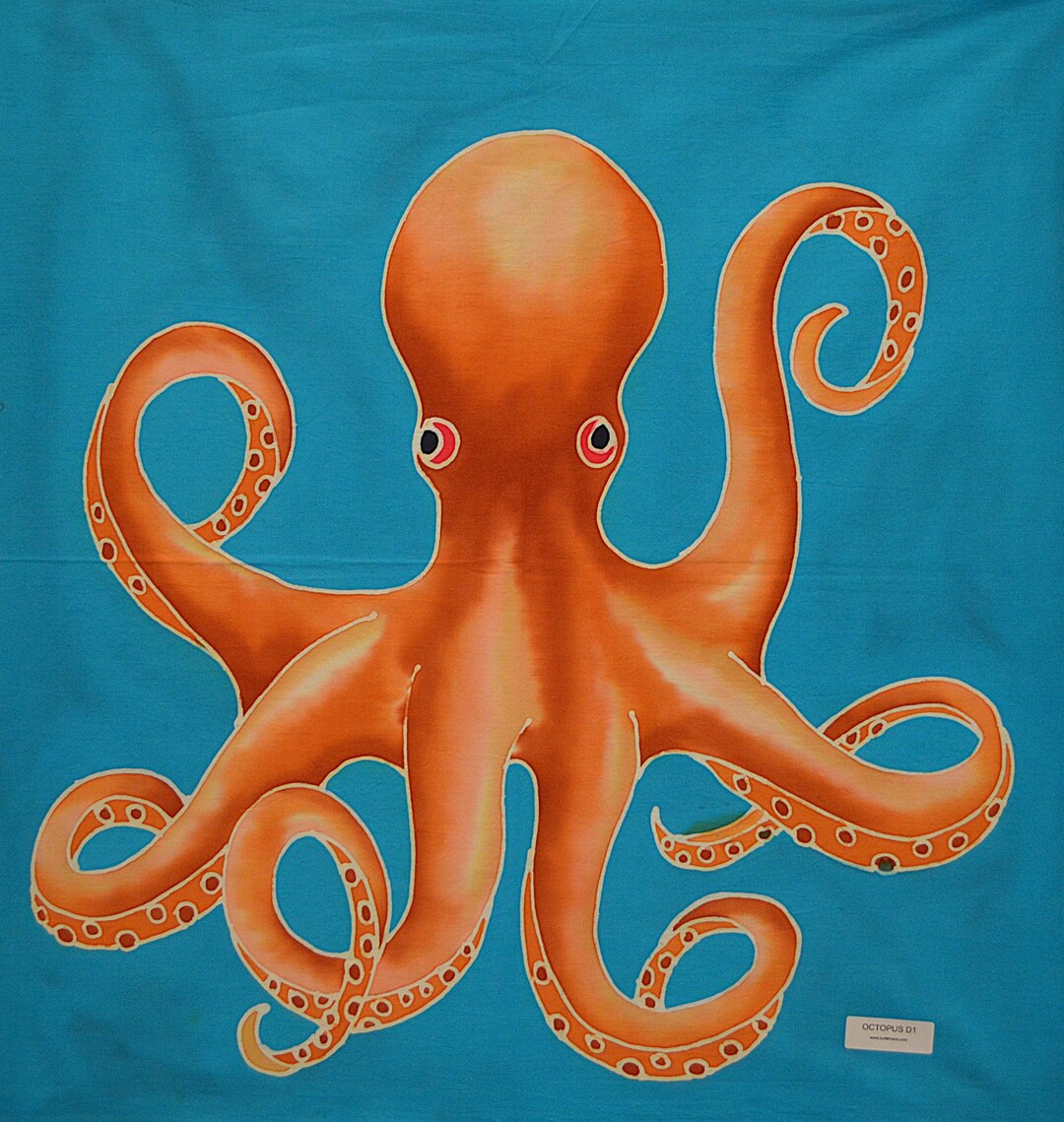 Octopus & Squid Batik Art Panels, 22" X 22" - Hand Painted, One of a ...