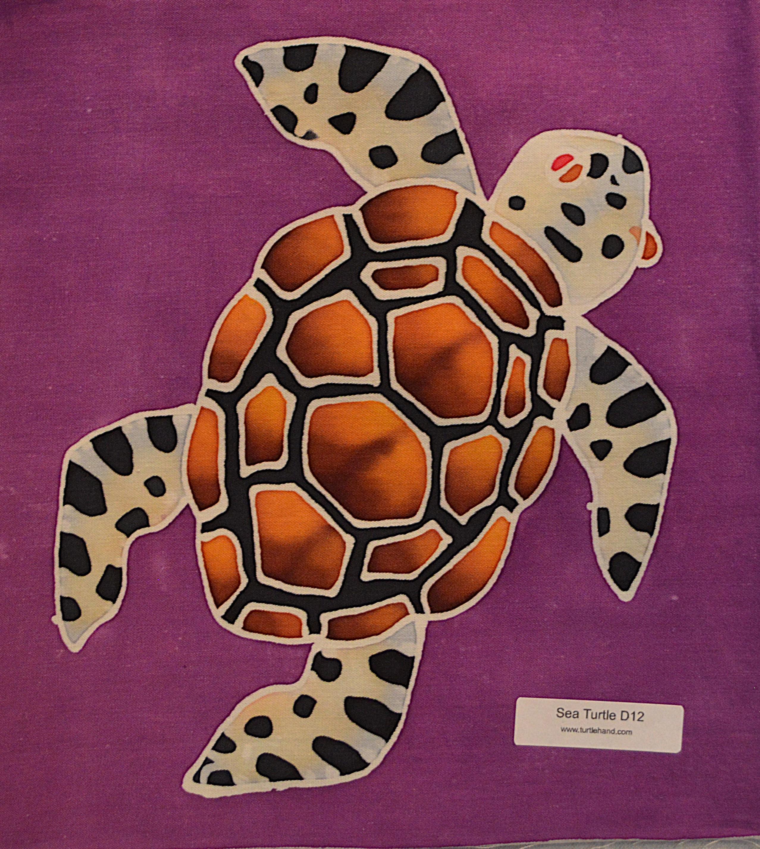 Brown Sea Turtle Batik Art Panels, 8" X 8" - Hand Painted, One of a ...