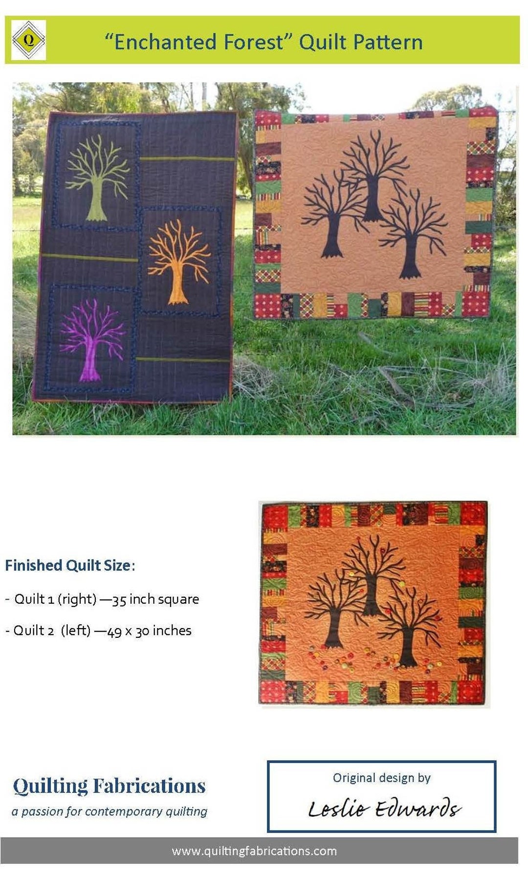 Enchanted Forest Quilt Pattern by Quilting Fabrications Leslie Edwards ...