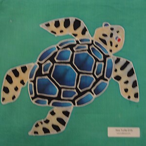 Sea Turtle Batik Mini Art Panels - Blue Shells, Hand Painted, One of a ...
