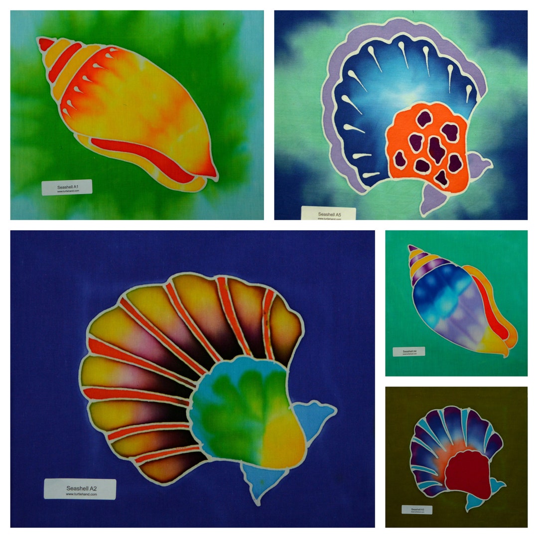Seashell Batik Mini Art Panels - One of a Kind - Etsy