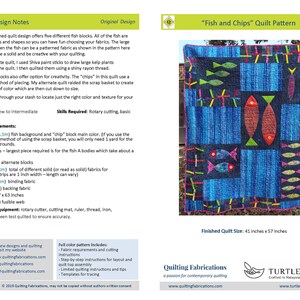 Fish and Chips Quilt Pattern by Quilting Fabrications Leslie Edwards - Etsy