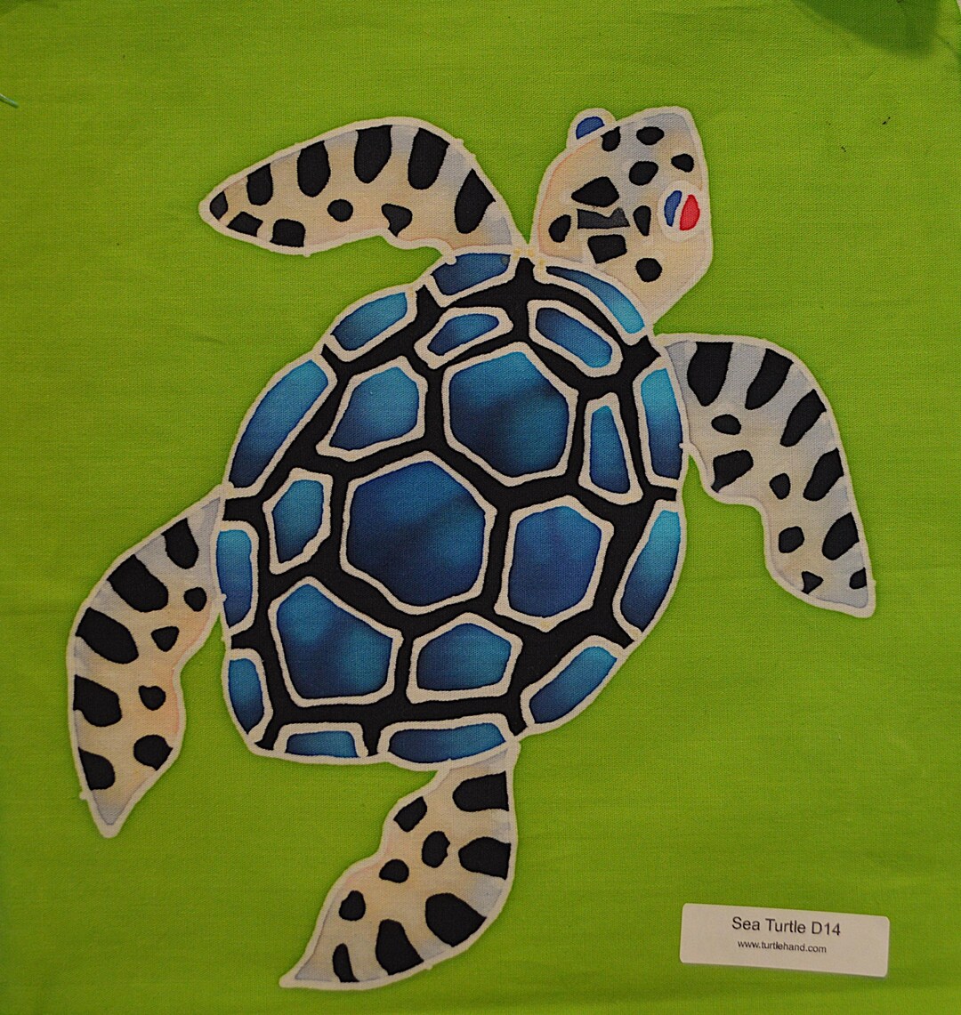 Sea Turtle Batik Mini Art Panels - Blue Shells, Hand Painted, One of a ...