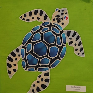 Sea Turtle Batik Mini Art Panels - Blue Shells, Hand Painted, One of a ...