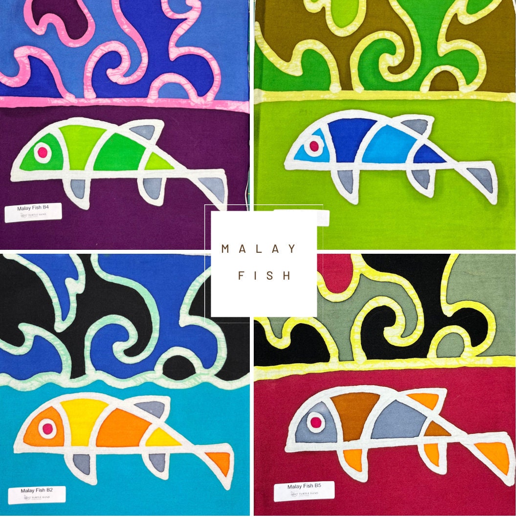 Fish Malaysian Style Batik Mini Art Panels Hand Painted, One of a Kind ...