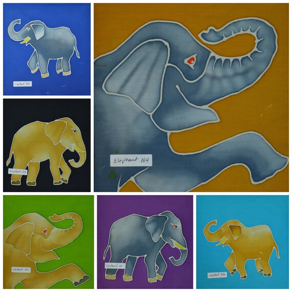 Elephant Batik Mini Art Panels One of a Kind - Etsy