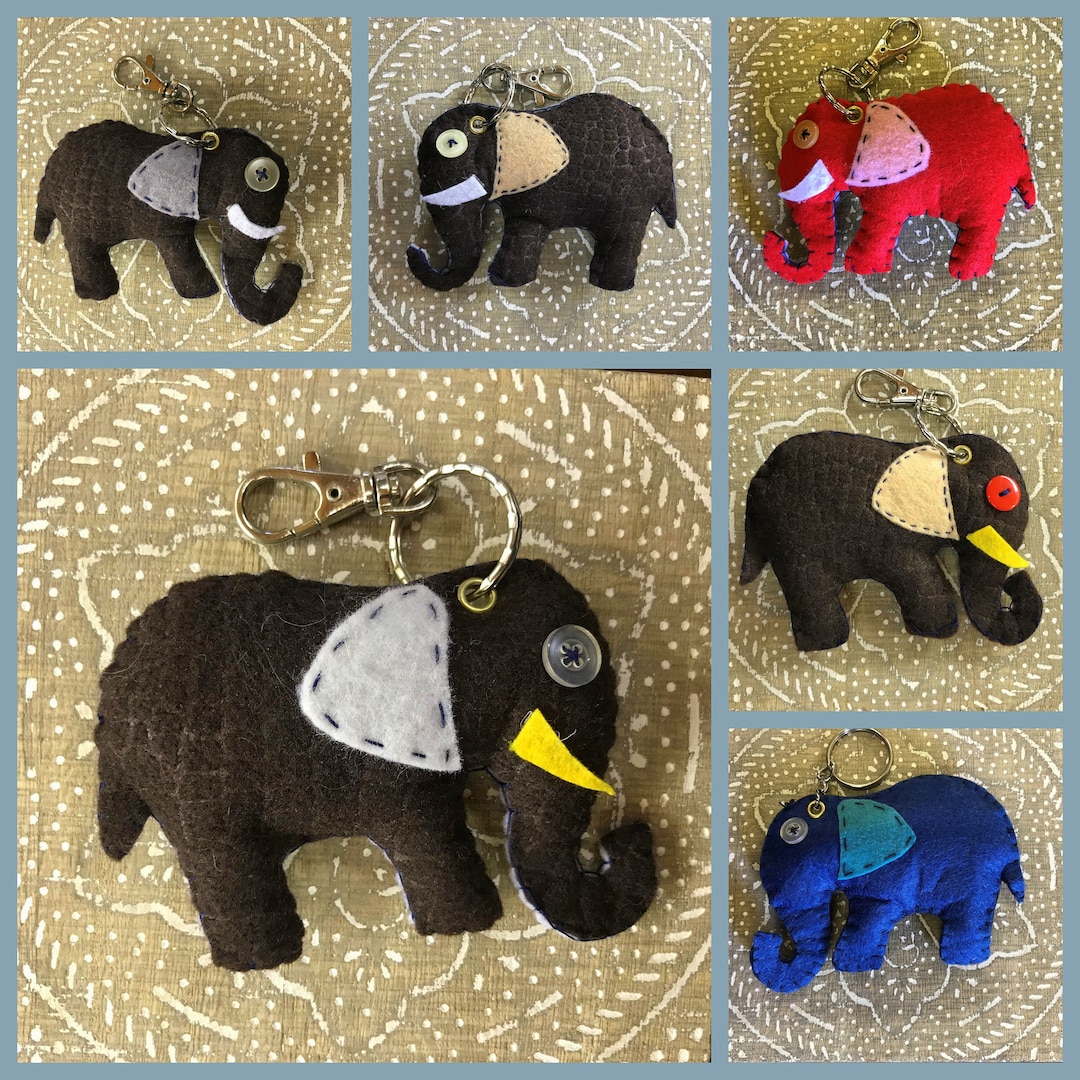 Elephant Felt Keychains Group One - Etsy