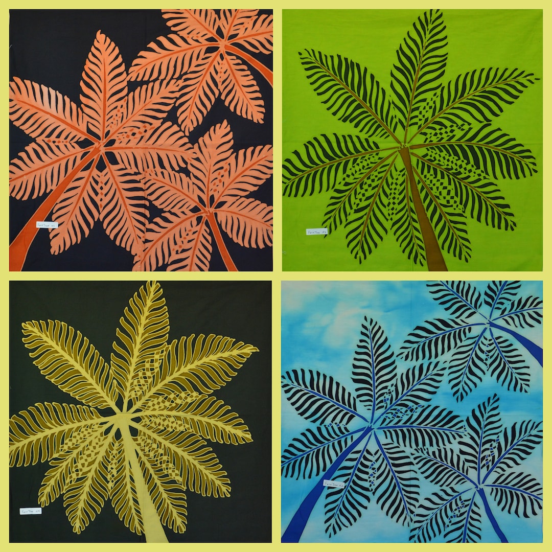 Tree Fern Batik Square Art Panels One of a Kind - Etsy