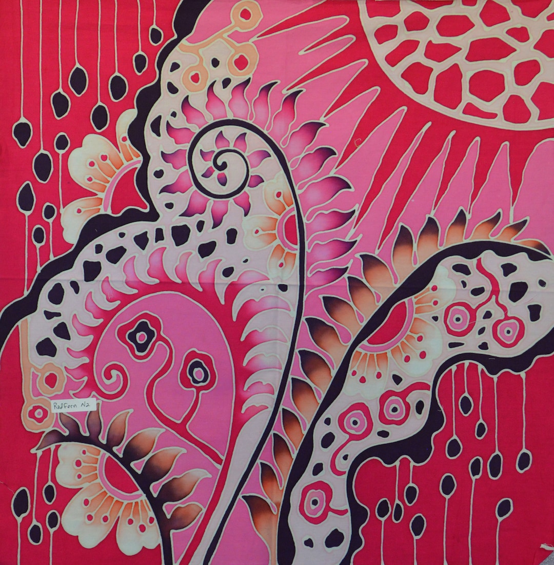 Radiant Fern Batik Art Panels, 22" X 22" - Hand Painted, One of a Kind ...