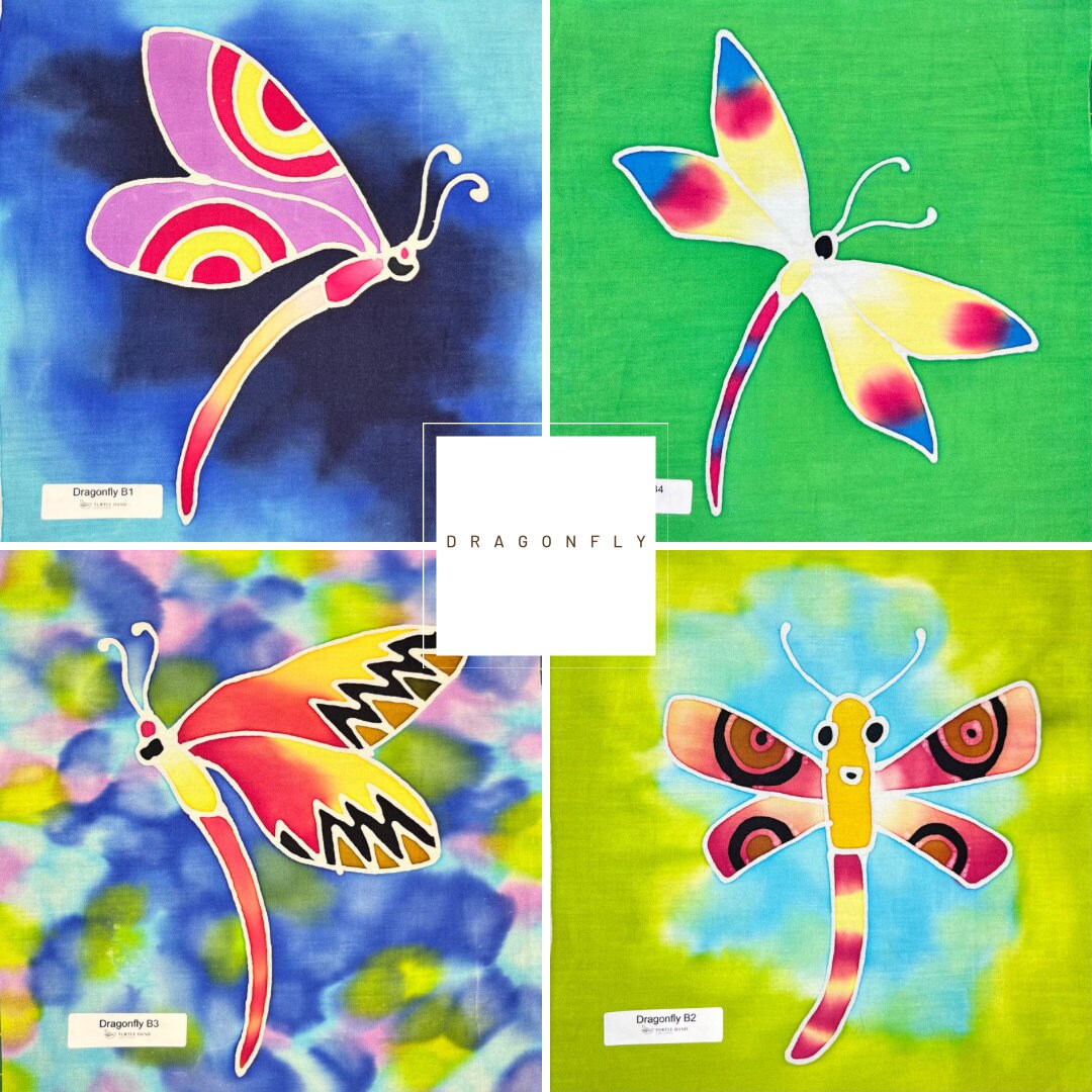 Dragonfly Batik Mini Art Panels Hand Painted, One of a Kind - Etsy