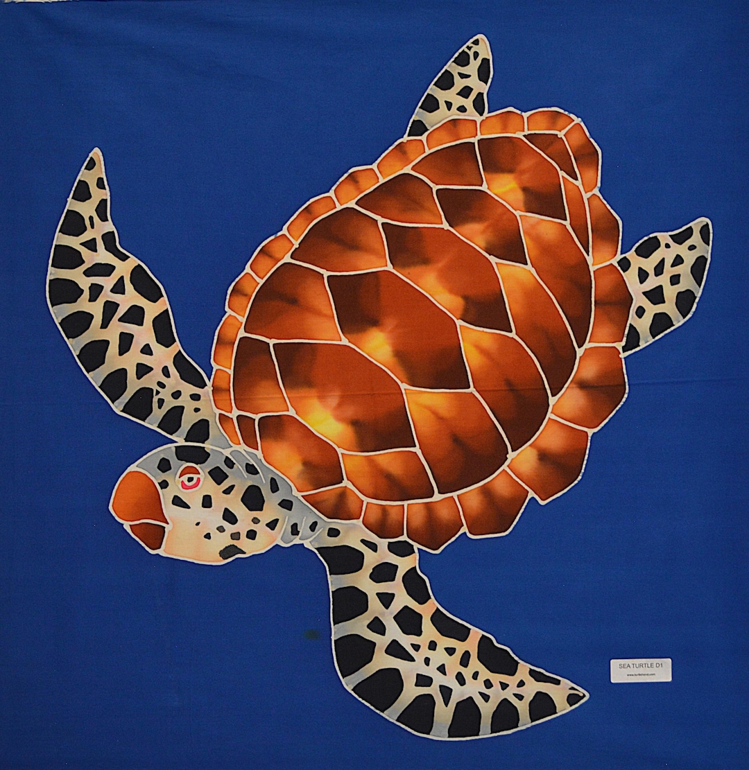 Sea Turtle Batik Square Art Panel - One of a Kind, Hand Painted - Etsy