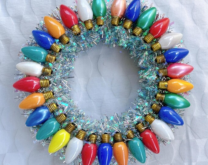 Vintage Christmas Lightbulb Wreath - Holiday Garland Decor (14 Inch) - Etsy