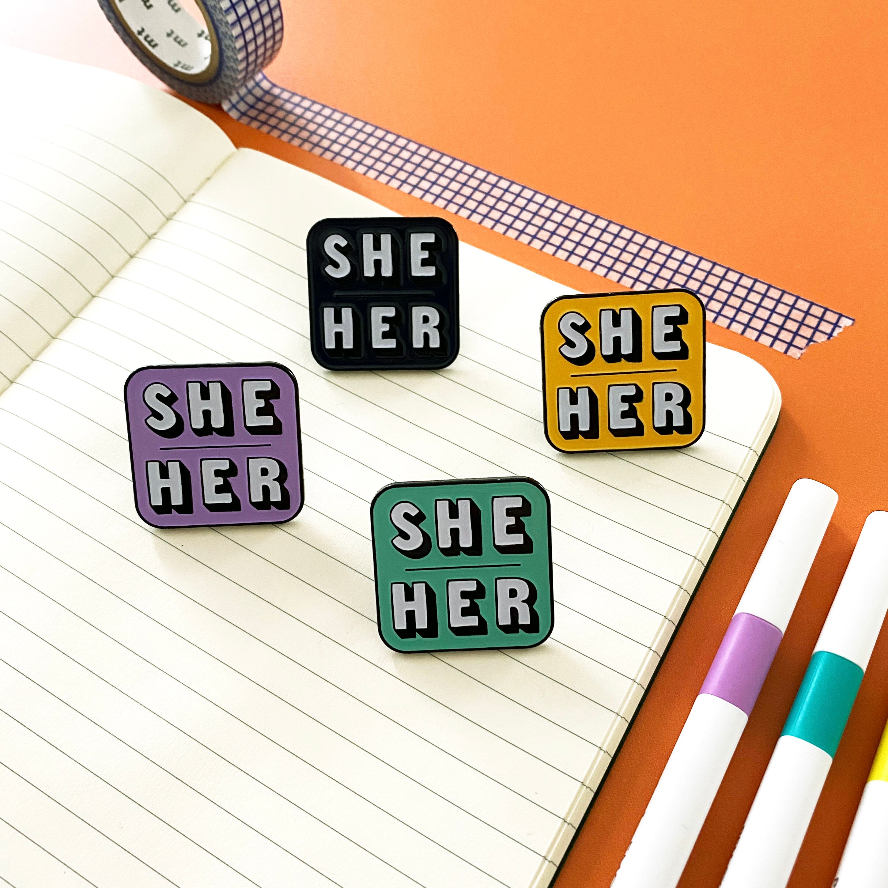Pronoun She/Her Enamel Pin Badge | Etsy