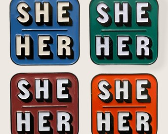 She Her Badge | Etsy