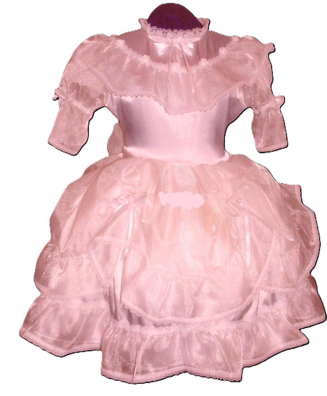 Charming Pink Satin Organza Sissy Dress, Lolita, Adult Baby, Cross ...