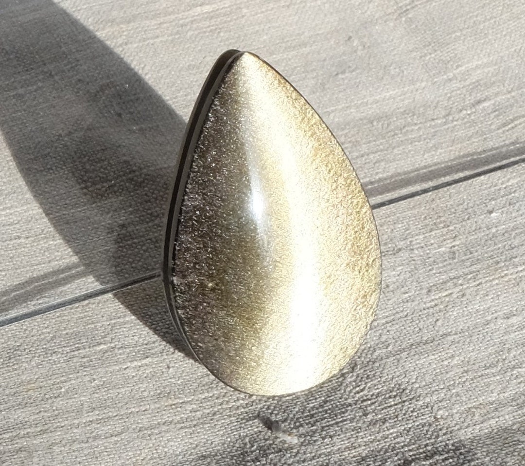 Mexican Golden Obsidian - Grooved Drop Cabochon - - Etsy UK