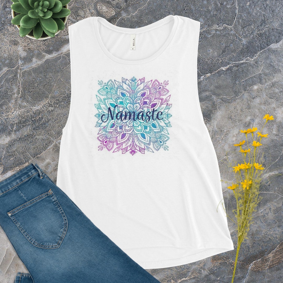 NAMASTE Blue and Purple Ladies Muscle Tank - Etsy