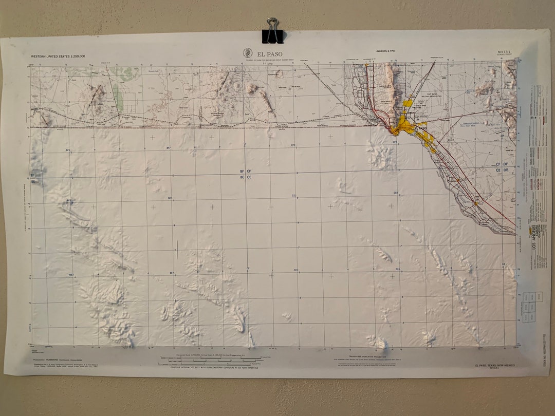 El Paso TX NM. Hubbard Raised Relief Map - Etsy