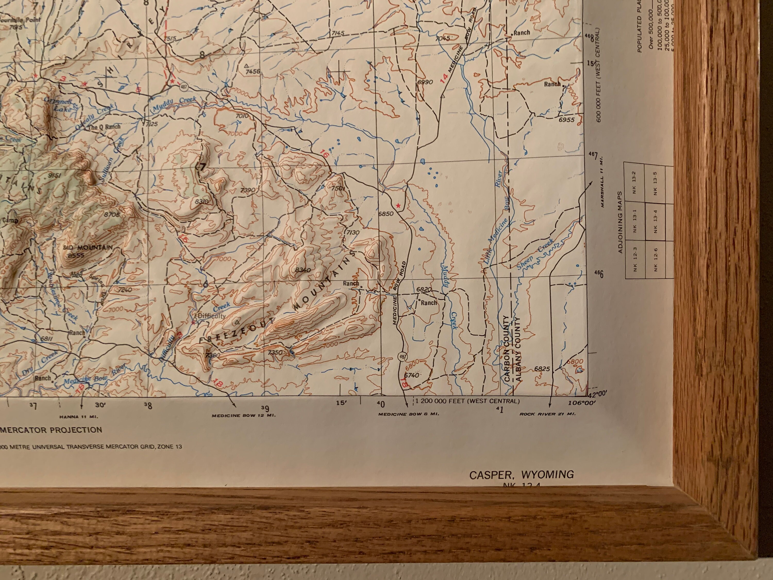 Casper, WY. Hubbard Raised Relief Maps. with Original Frame - Etsy