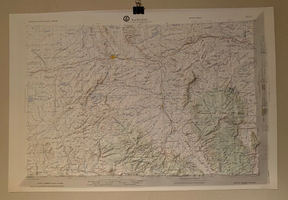 Rawlins WY CO Hubbard Raised Relief Map | Etsy