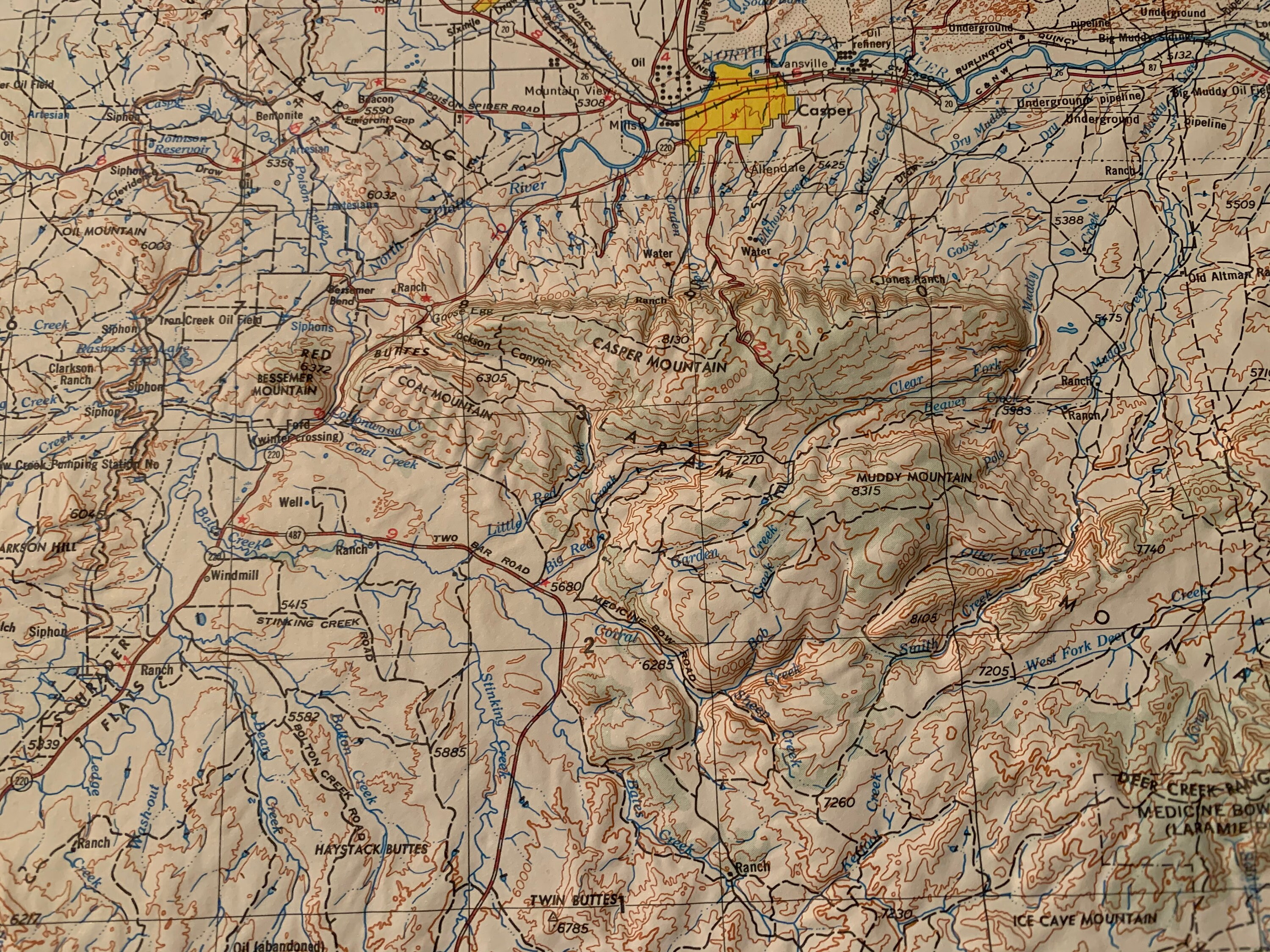 Casper, WY. Hubbard Raised Relief Maps. with Original Frame - Etsy