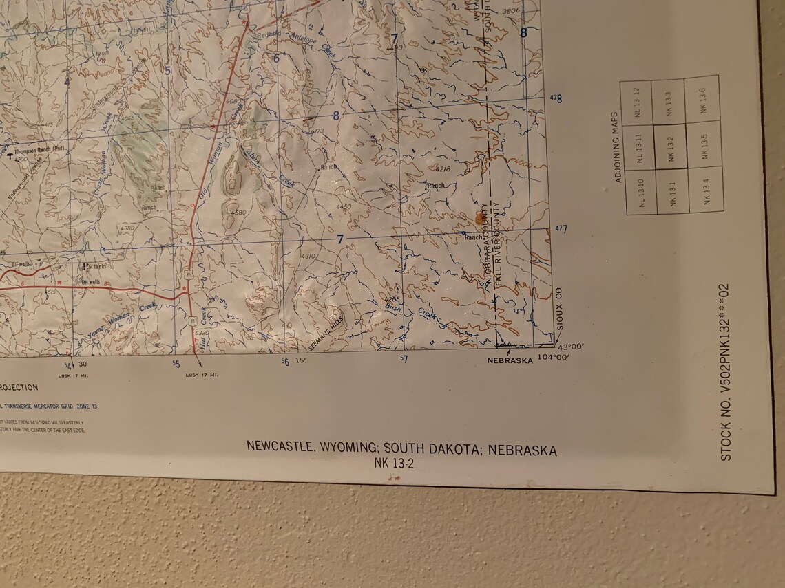 New Castle, WY, SD, NE, Hubbard Raised Relief Map - Etsy