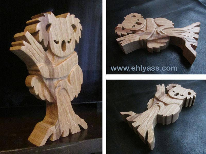 Solid beech KOALA wood carving | Etsy