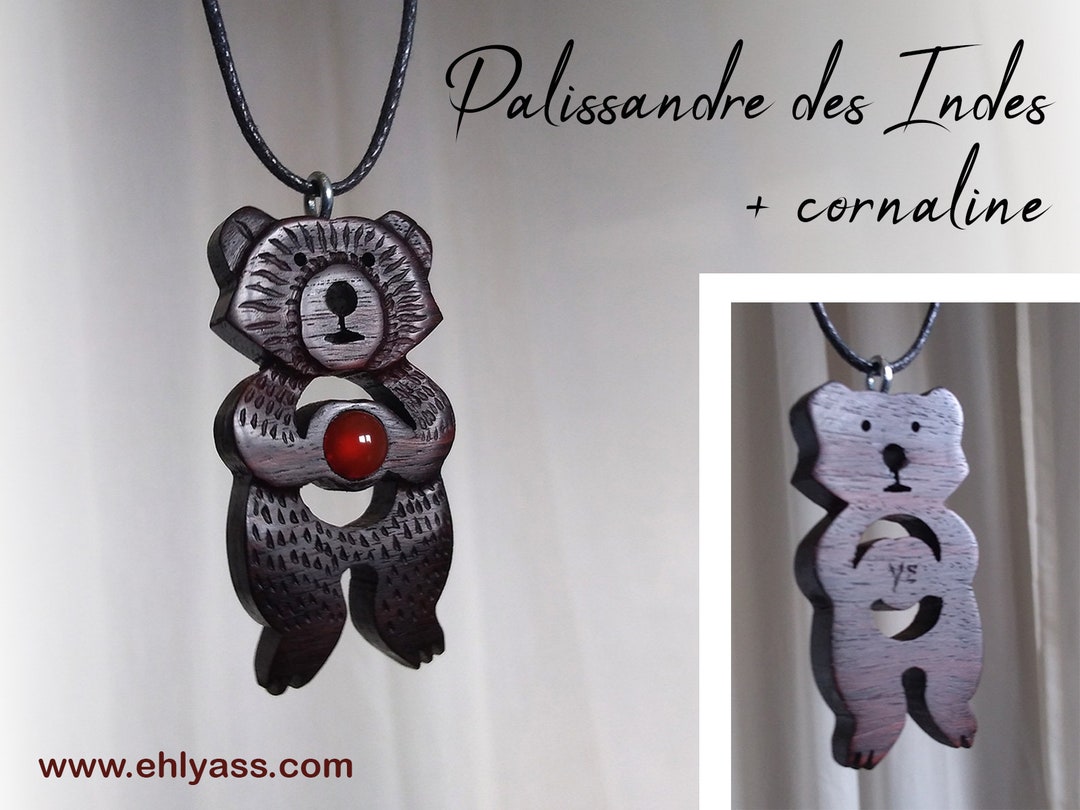 Wooden and Stone Bear Amulet Handmade by Ehlyass - Etsy