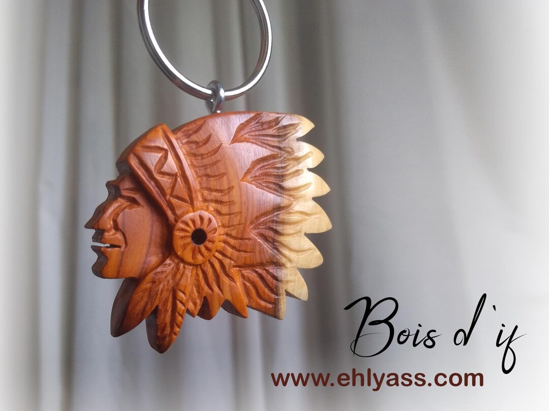 Handmade Indian Chief Wooden Keyring by Ehlyass - Etsy