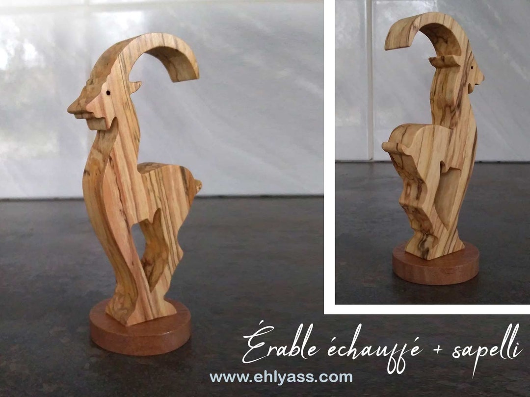 Historically Inspired Greek Goat Wooden Sculpture Handmade by Ehlyass ...