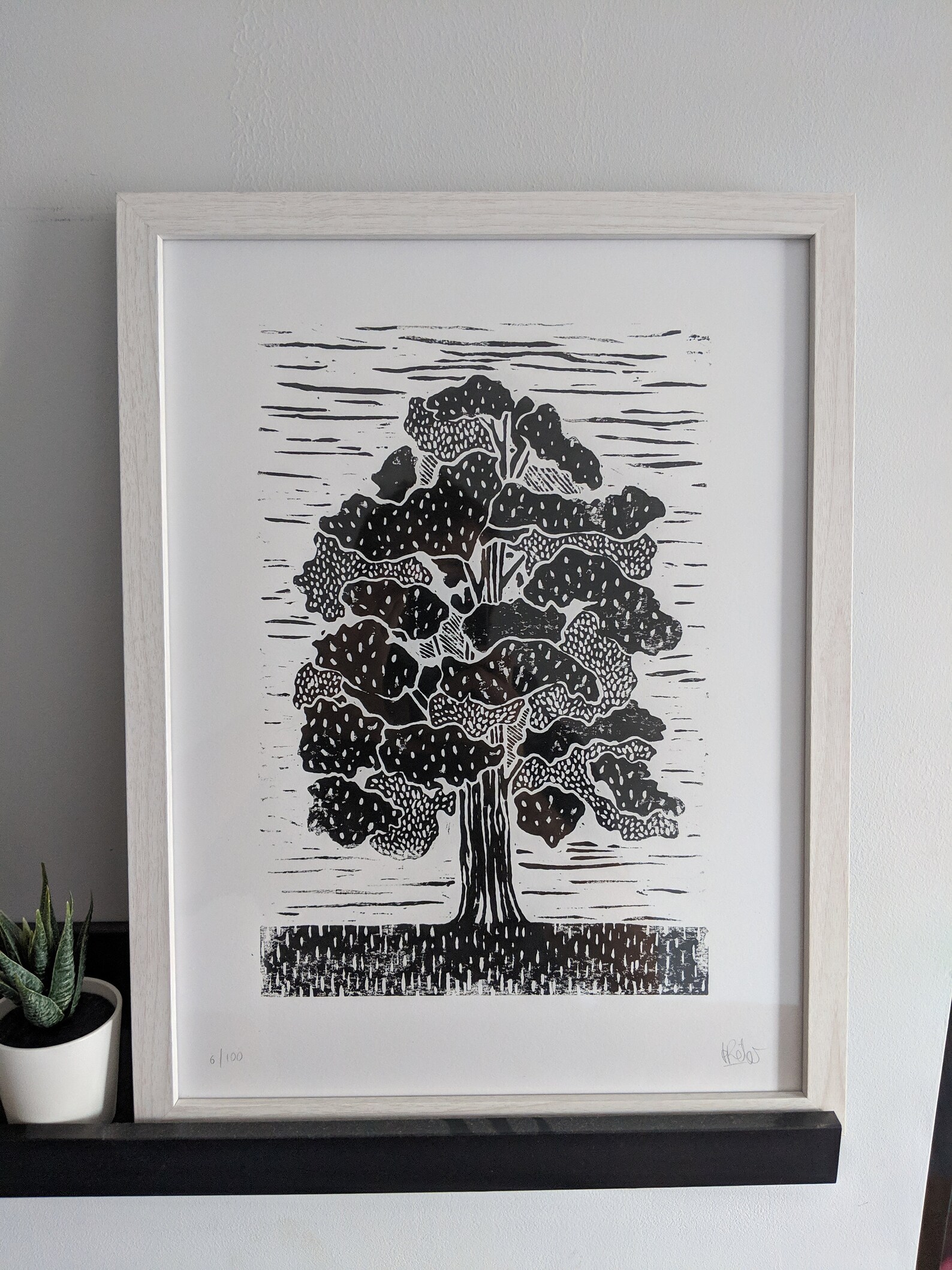 Oak Tree Linocut Print, Hand Printed Tree Block Print, Tree Print ...