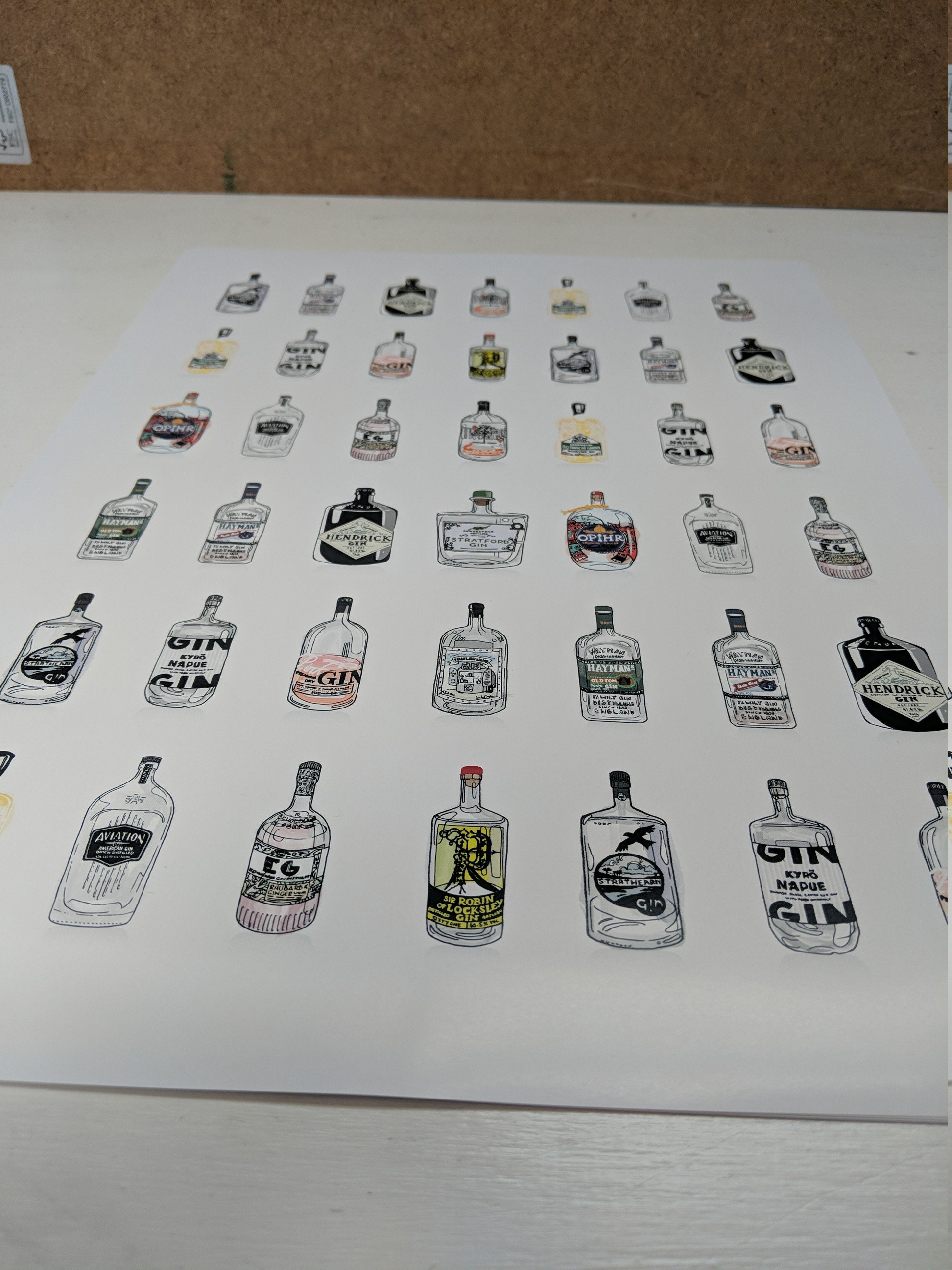 Gin A3 Art Print, Gin Artwork, Gin Poster, Gin Bottles Illustration ...