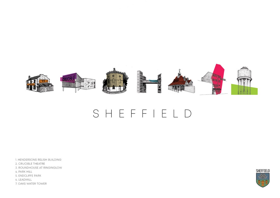 Sheffield Art Print, Sheffield Landmarks Art Print, Hendos, Hendersons ...