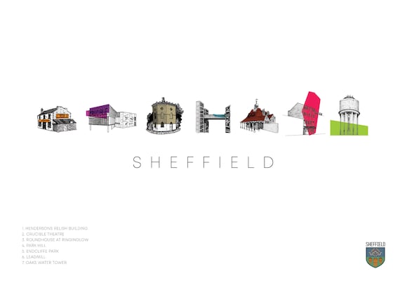 Sheffield Art Print Sheffield Landmarks Art Print Hendos - Etsy UK